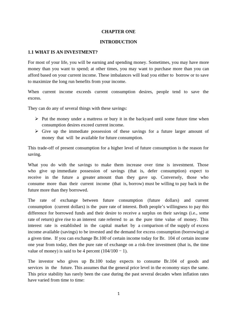 Investment Chapter One & Two | PDF | Investing | Repurchase Agreement