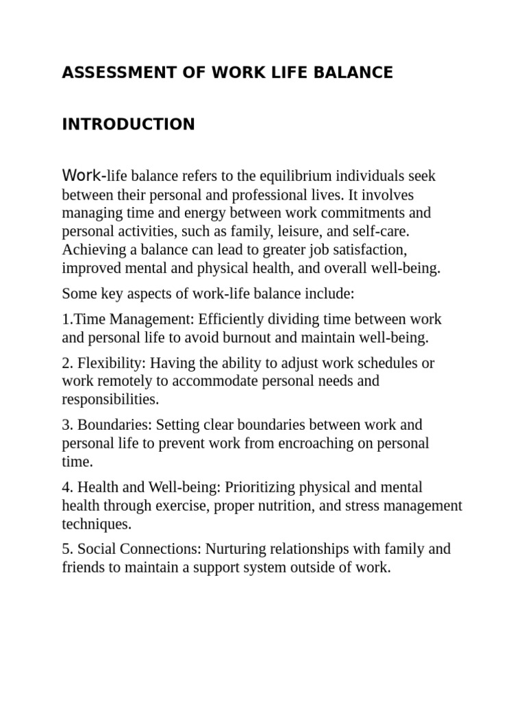 Work Life Balance Practical | PDF | Work–Life Balance | Occupational ...