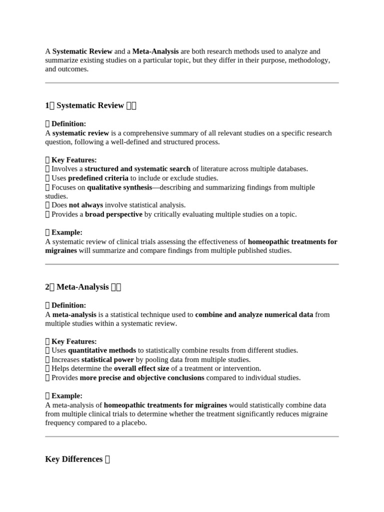 systemic review notes | PDF | Systematic Review | Meta Analysis