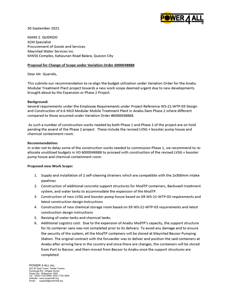Proposal for Anabu ModTP Project Changes | PDF | Door | Concrete
