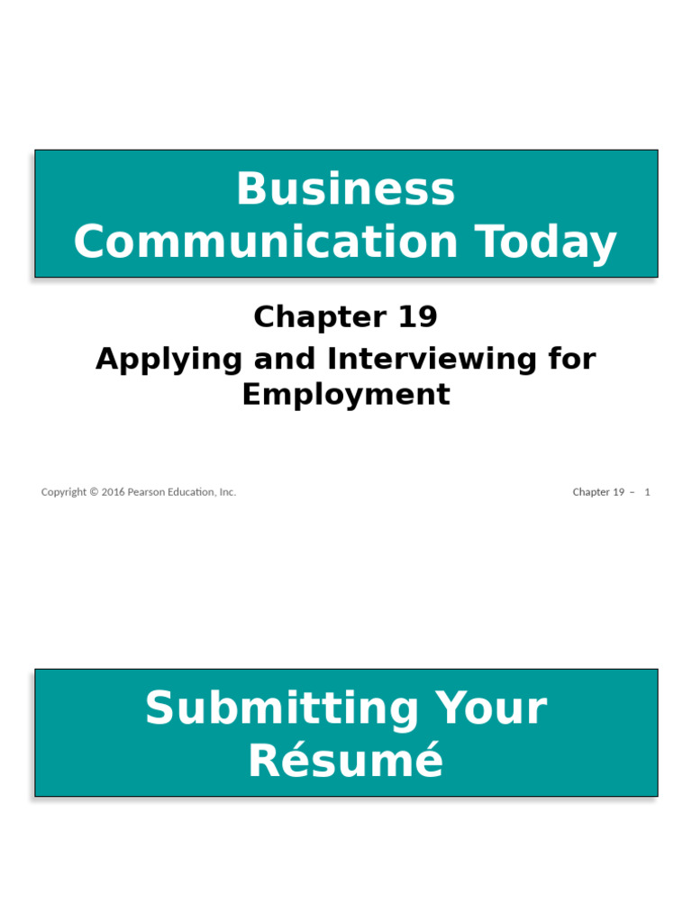 BC-CH 19 Applying and Interviewing For Employment (2016) | PDF | Psychological Concepts | Psychology