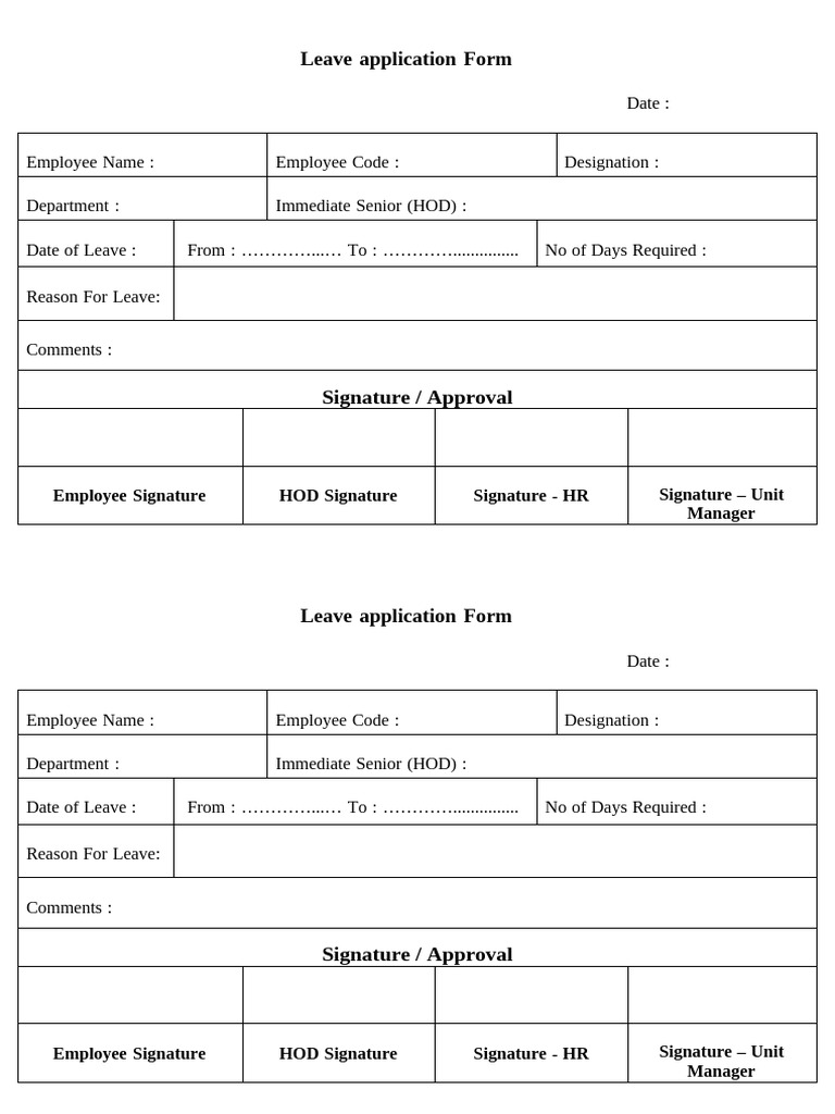 Employee Leave Application Form | PDF