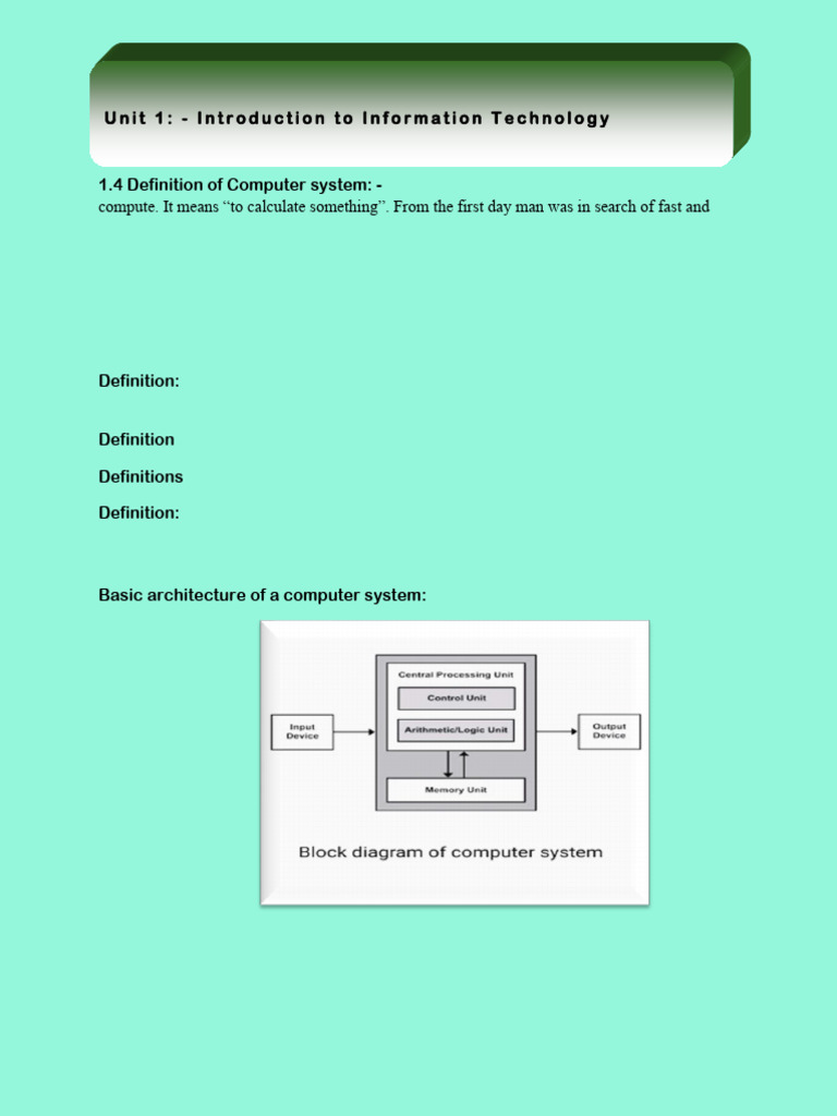1.4 Definitions of Computer System | PDF