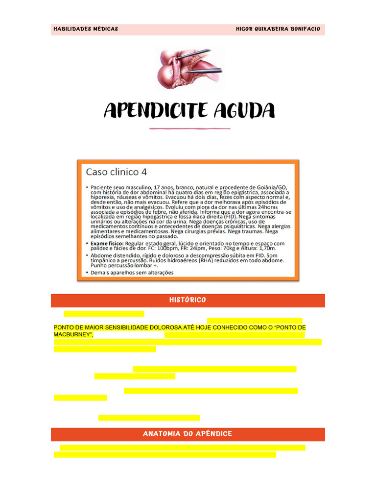 Apendicite: Diagnóstico e Tratamento | PDF | Especialidades médicas ...