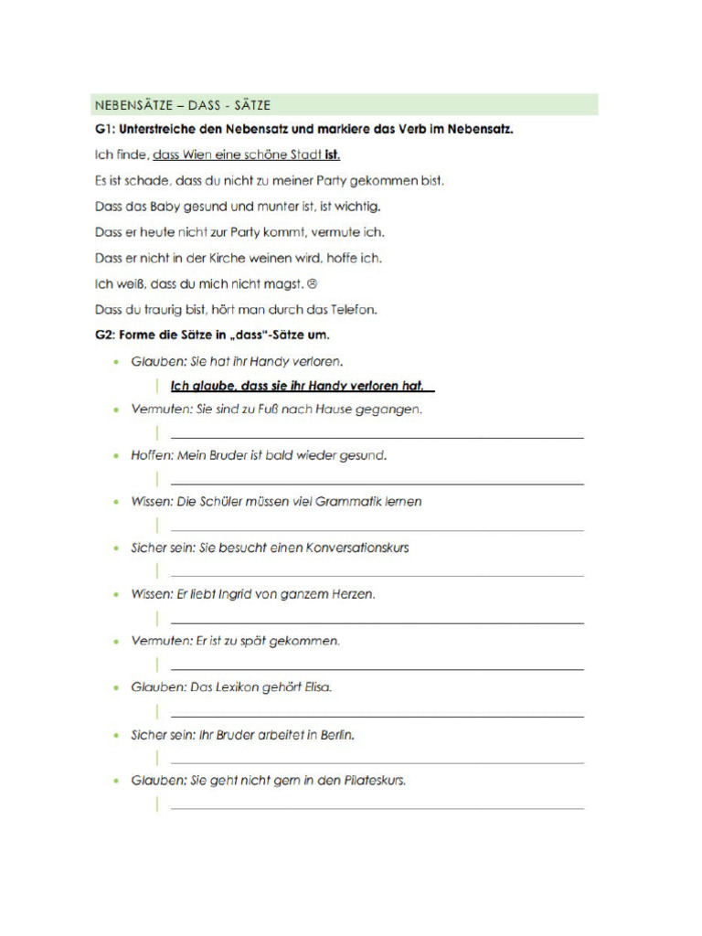 Nebensatz Mit Dass | PDF