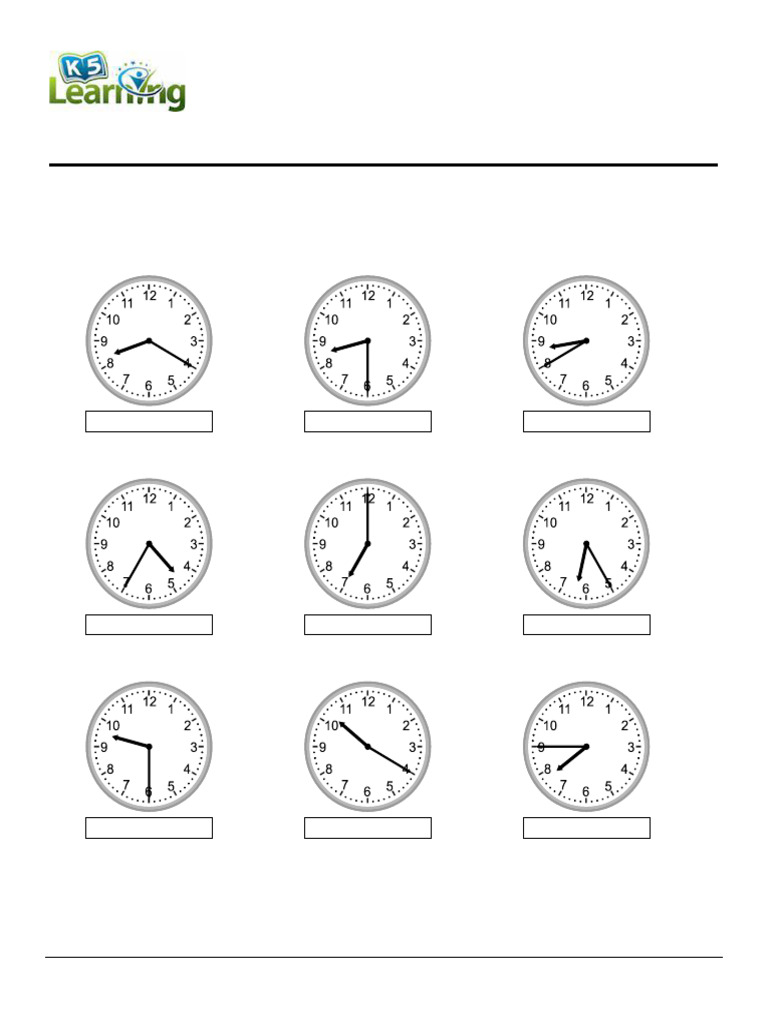 Grade 3 Telling Time Worksheet | PDF