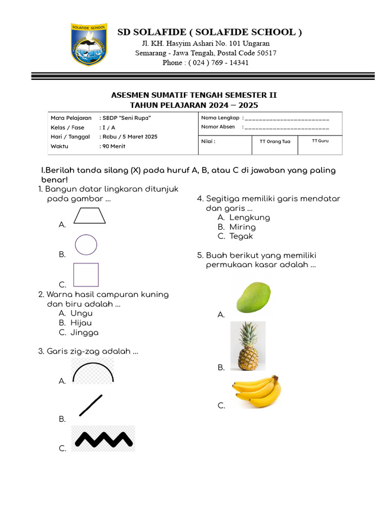 SBDP Seni Rupa Asts 2 Kls 1 | PDF