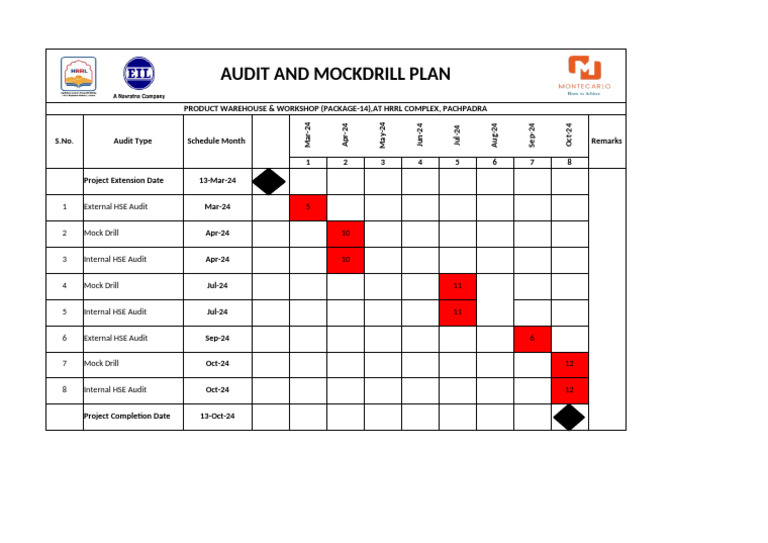 Audit and Mock Drill Schedule 2024 | PDF