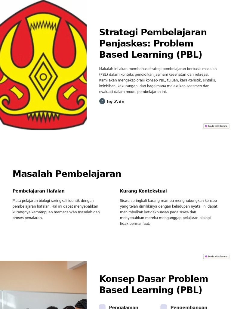 Strategi Pembelajaran Penjaskes Problem Based Learning PBL 2 | PDF