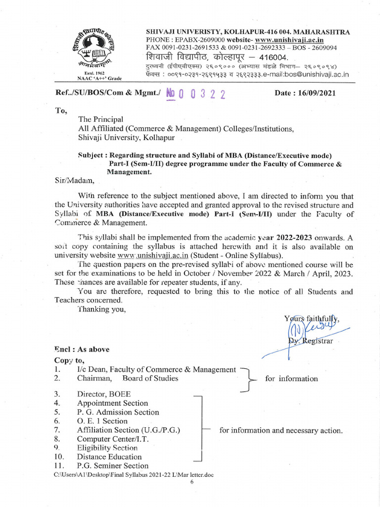 MBA Part I (Distance-Executive Mode) Sem I and II - 2022-23 | PDF ...