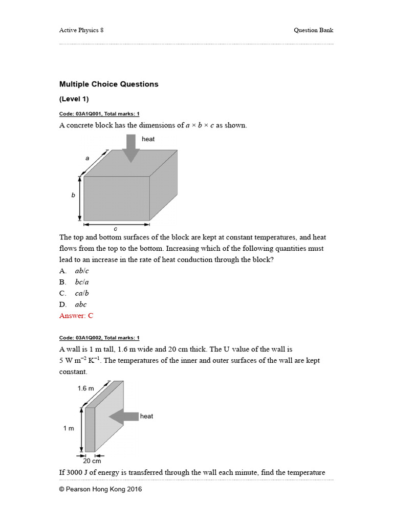 Active Physics 8: Heat Transfer Question Bank | PDF | Heat | Thermal ...