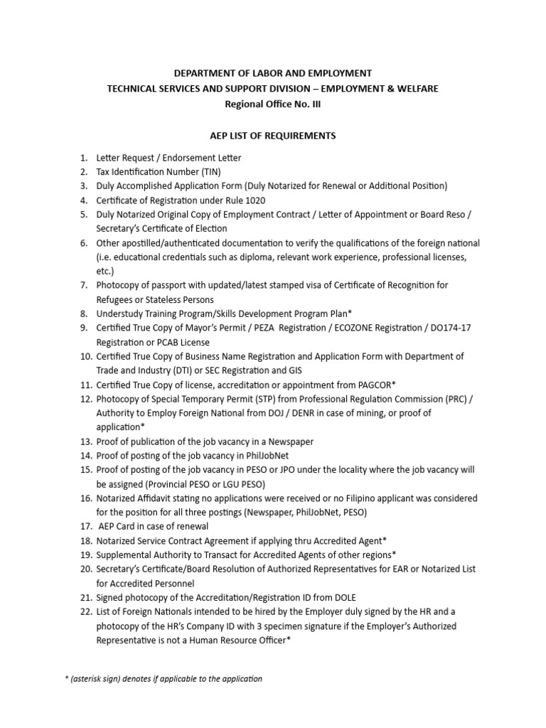 AEP Application Requirements Checklist | PDF | Notary Public | Identity ...