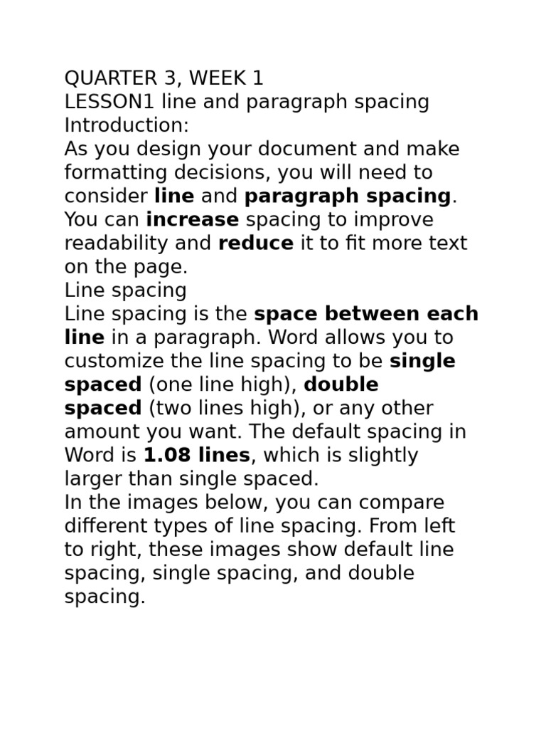 Icf 8 Quarter 3 W1 Line and Parag Spacing | PDF | Paragraph