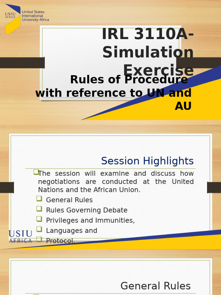 Rules of Procedure With Reference To UN and AU | PDF | Committee ...