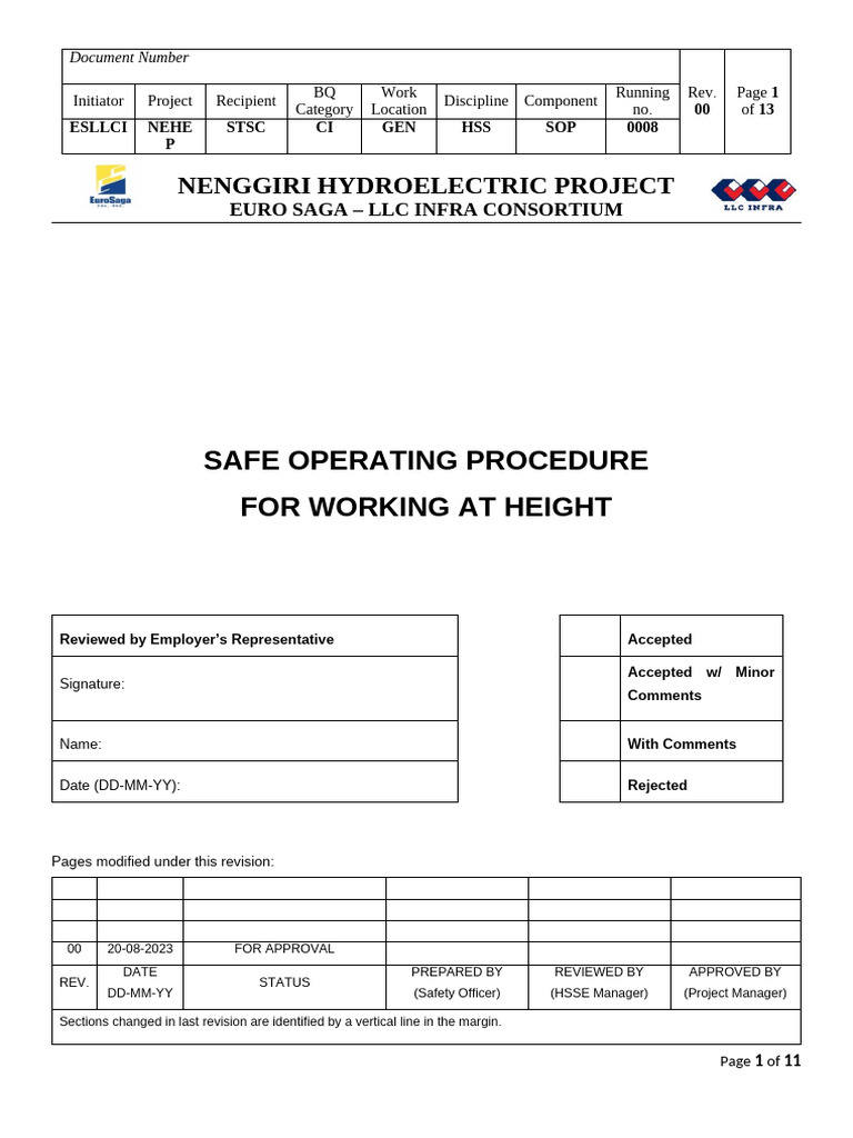Fall Protection SOP for Hydroelectric Work | PDF | Anchor | Safety
