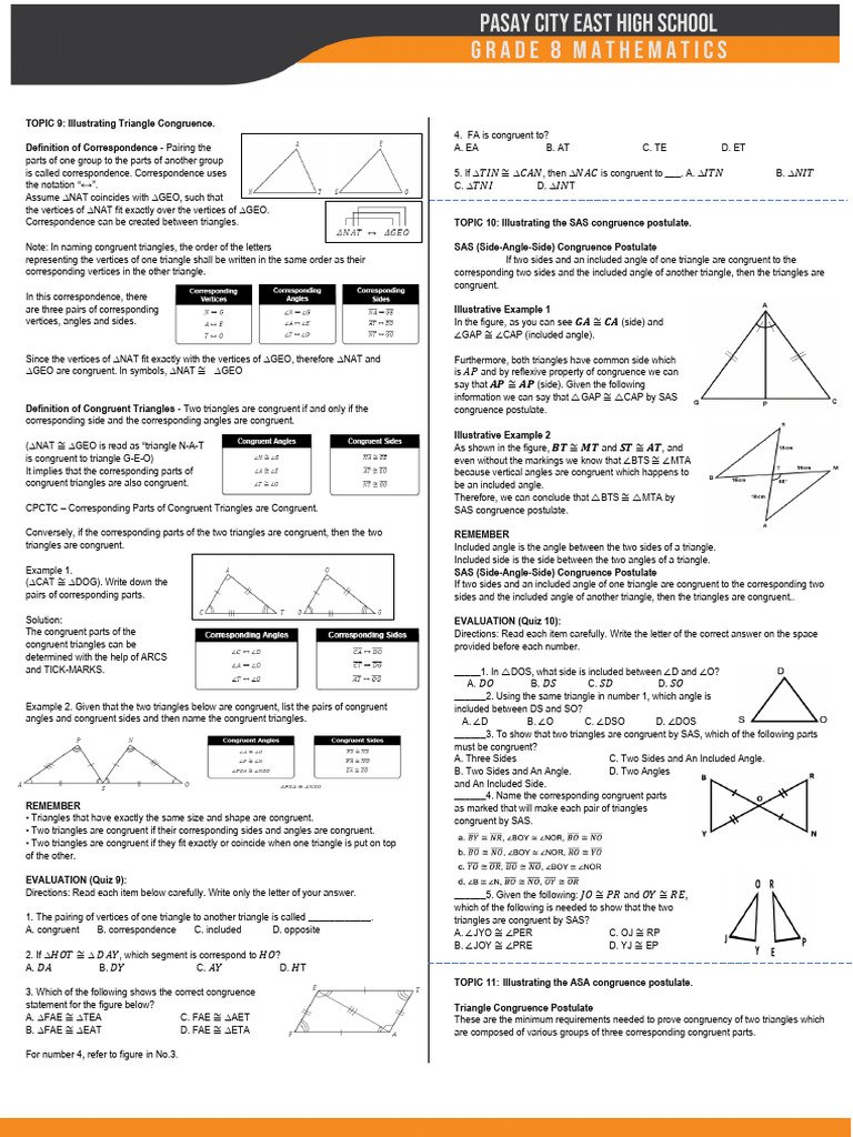 HandOuts Day 9 To Day 12 | PDF | Triangle | Mathematics