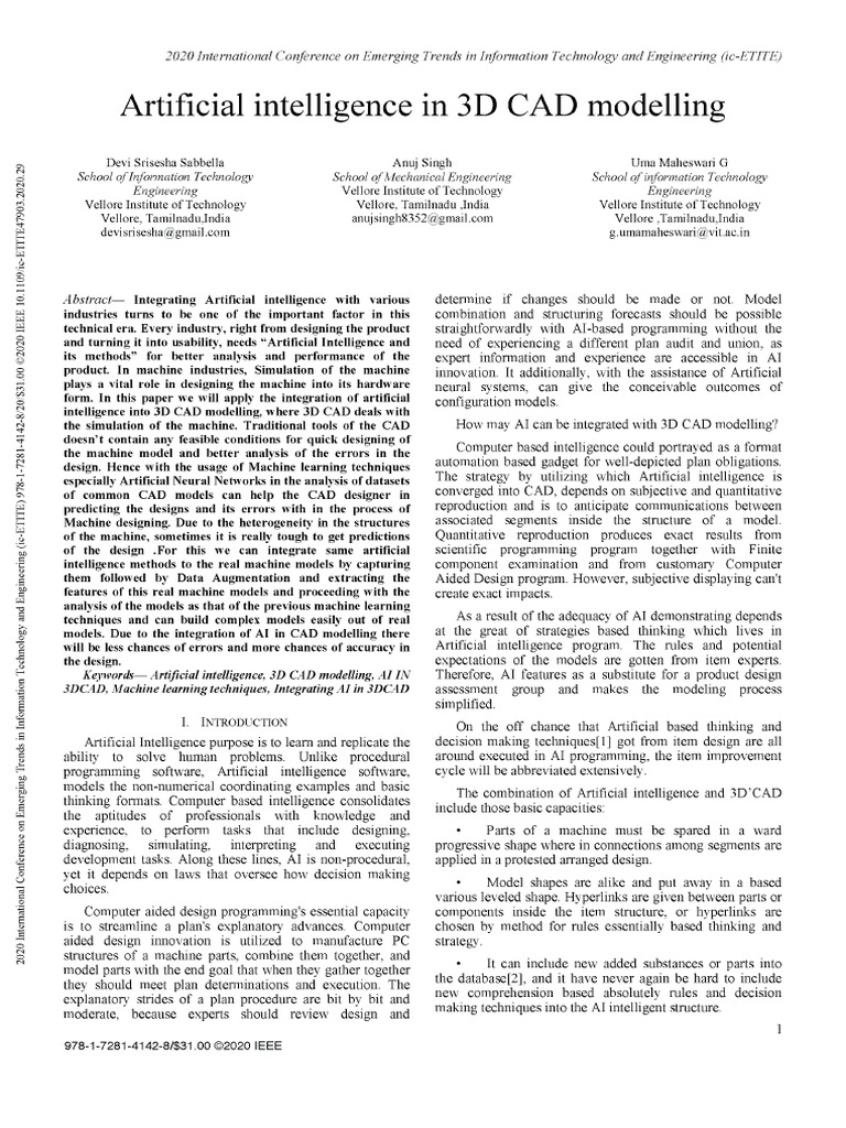 Artificial Intelligence in 3D CAD Modelling | PDF | Artificial Intelligence | Intelligence (AI ...