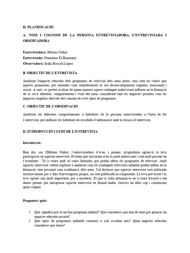 Tasca 2 Entrevista | PDF