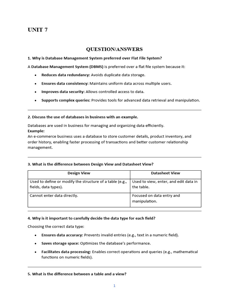 Unit 7 Introduction To Database System | PDF | Databases | Computing