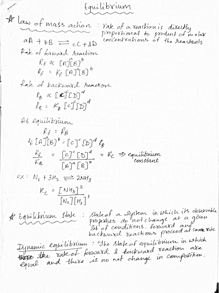Equilibrium CLASS XI NOTES | PDF