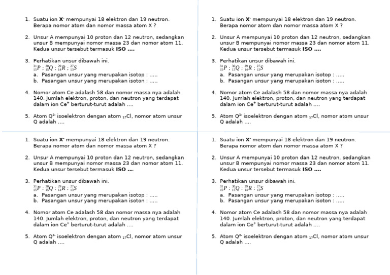 Latihan Soal Partikel Subatomik 2 | PDF