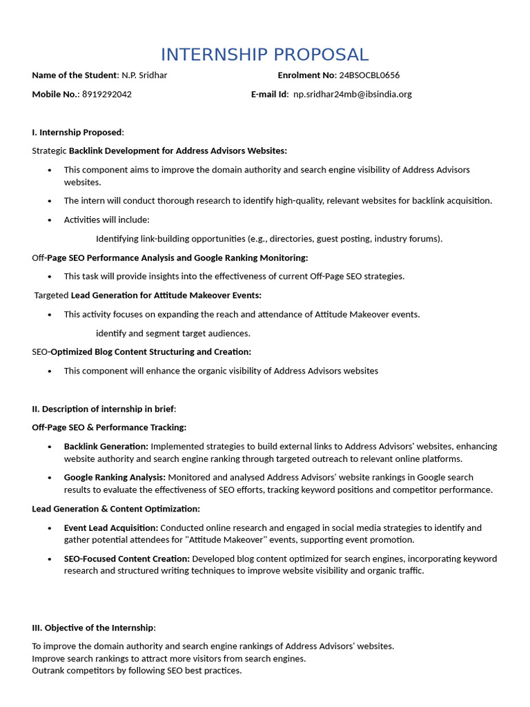 Sridhar Proposal | PDF | Search Engine Optimization | World Wide Web