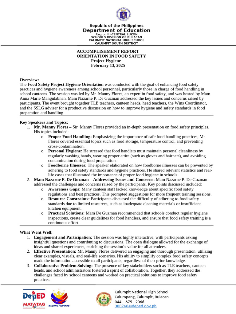 ACR Proper Food Handling | PDF | Food Safety | Hygiene