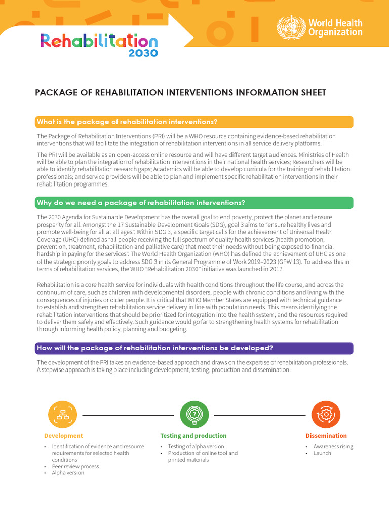 WHO Rehabilitation Interventions Package | PDF | Evidence Based ...