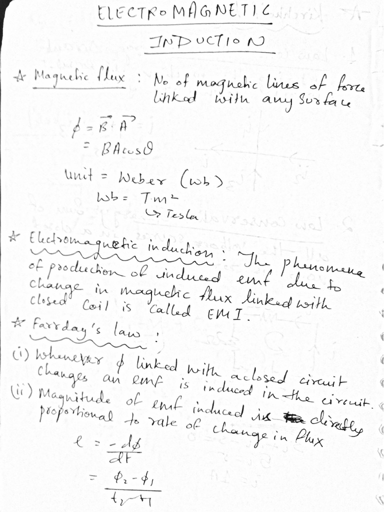 Electromagnetic Induction CLASS XII NOTES | PDF