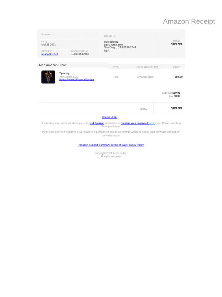 Amazon Receipt 34343335 Min | PDF