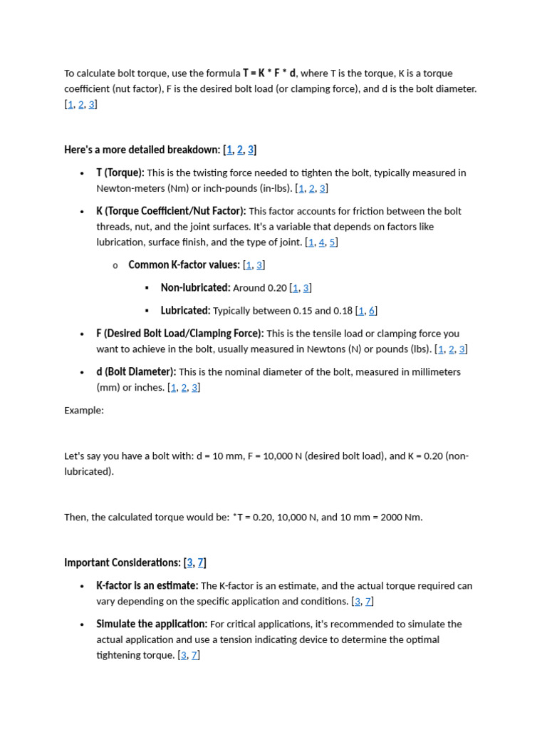 To Calculate Bolt Torque | PDF