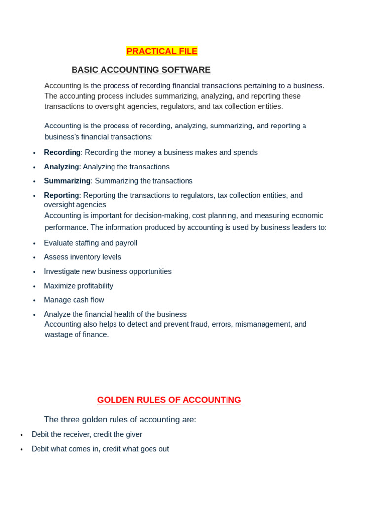 Basic Accounting Software (Tushar Tiwari) | PDF | Income Statement ...