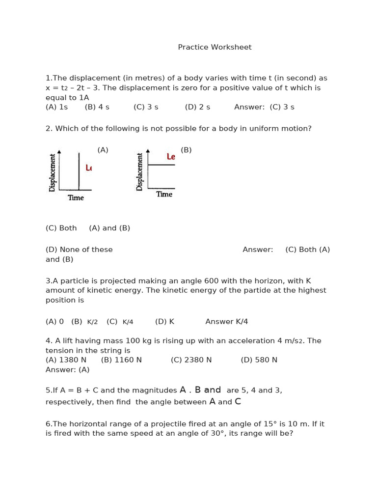 1707282393131_grade_XI_Practice_work_sheet_2025 | PDF | Friction | Velocity