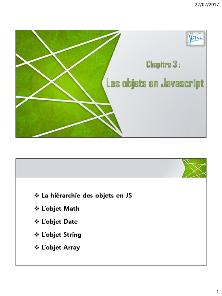 Objets JavaScript : Math, Date, String, Array | PDF | JavaScript ...
