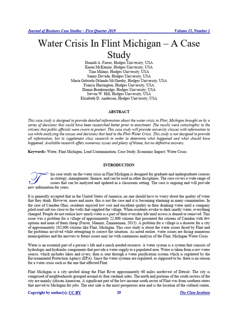Water Crisis in Flint Michigan - A Case Study | PDF | Flint Water ...