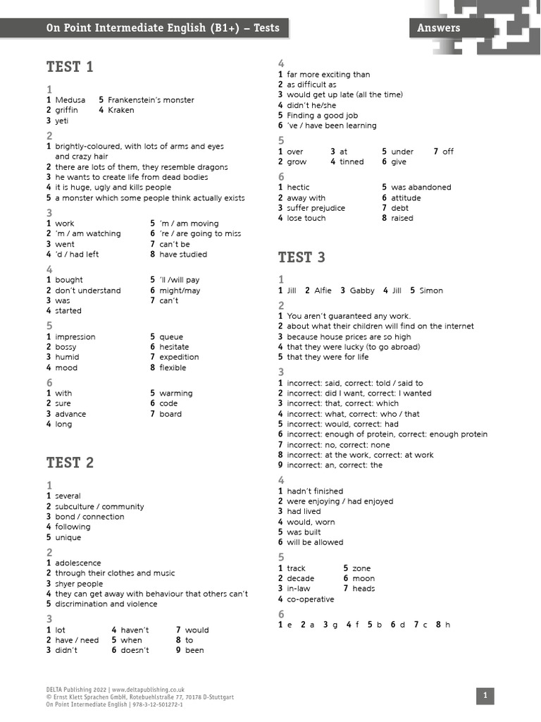 DO01 3-12-501274 Answers Tests B1plus DL-5 | PDF