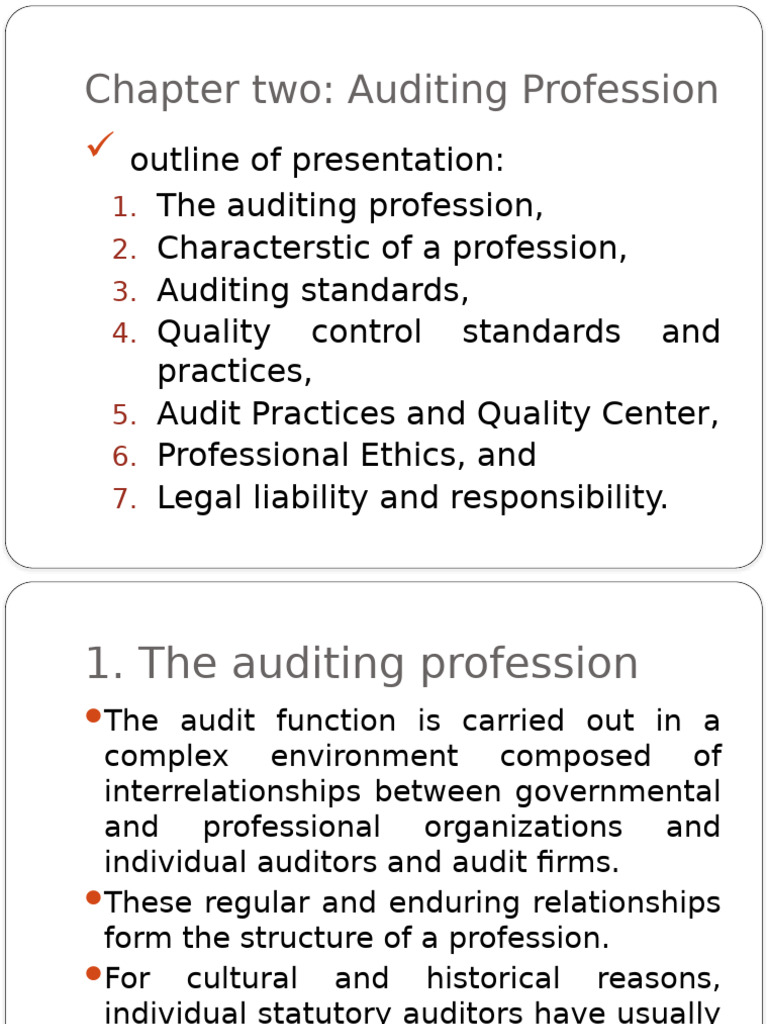 Chapter Two Auditing I PPT | PDF | Audit | Legal Liability