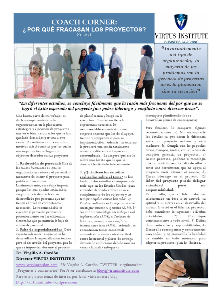 Coach Corner Por Que Fracasan Los Proyec | PDF | Planificación