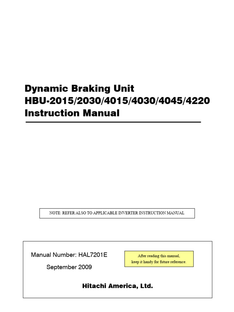 Dynamic Hbu Series Braking Unit Instruction Manual | PDF | Power ...