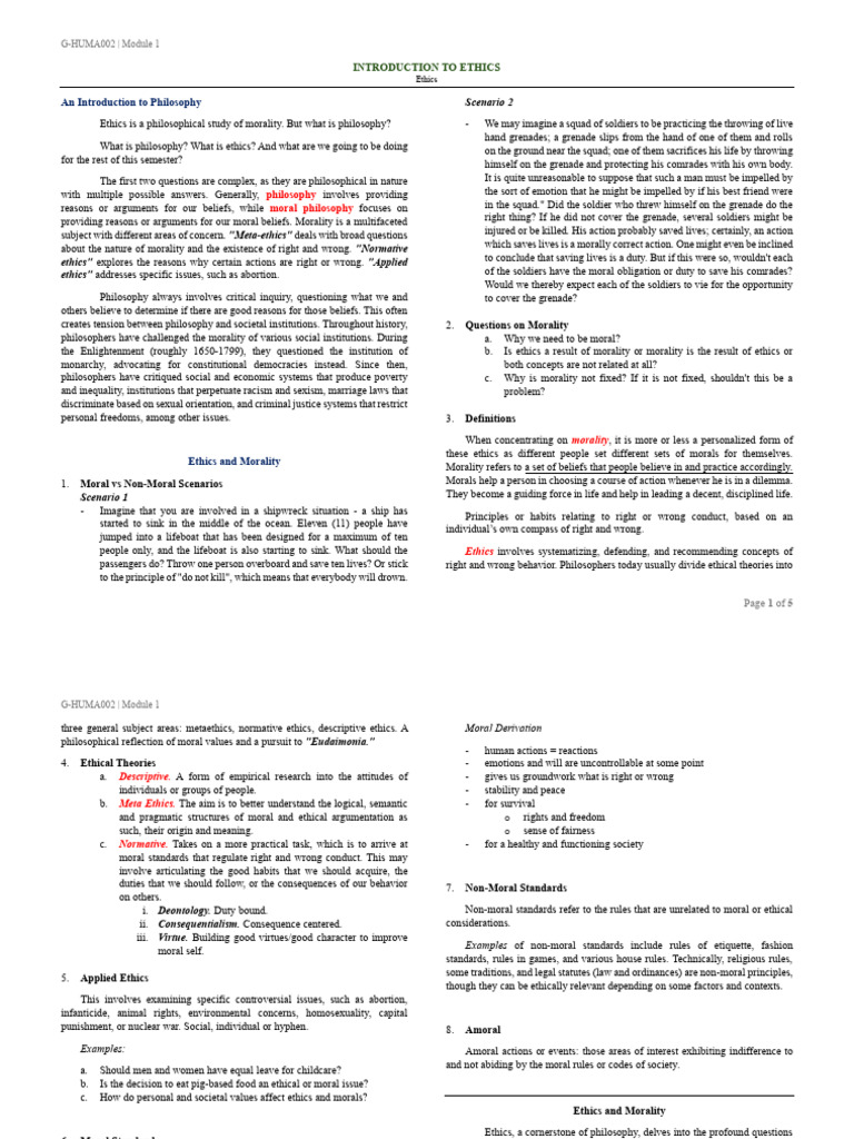 Examples of Meta-Ethics Explained | PDF | Morality | Virtue