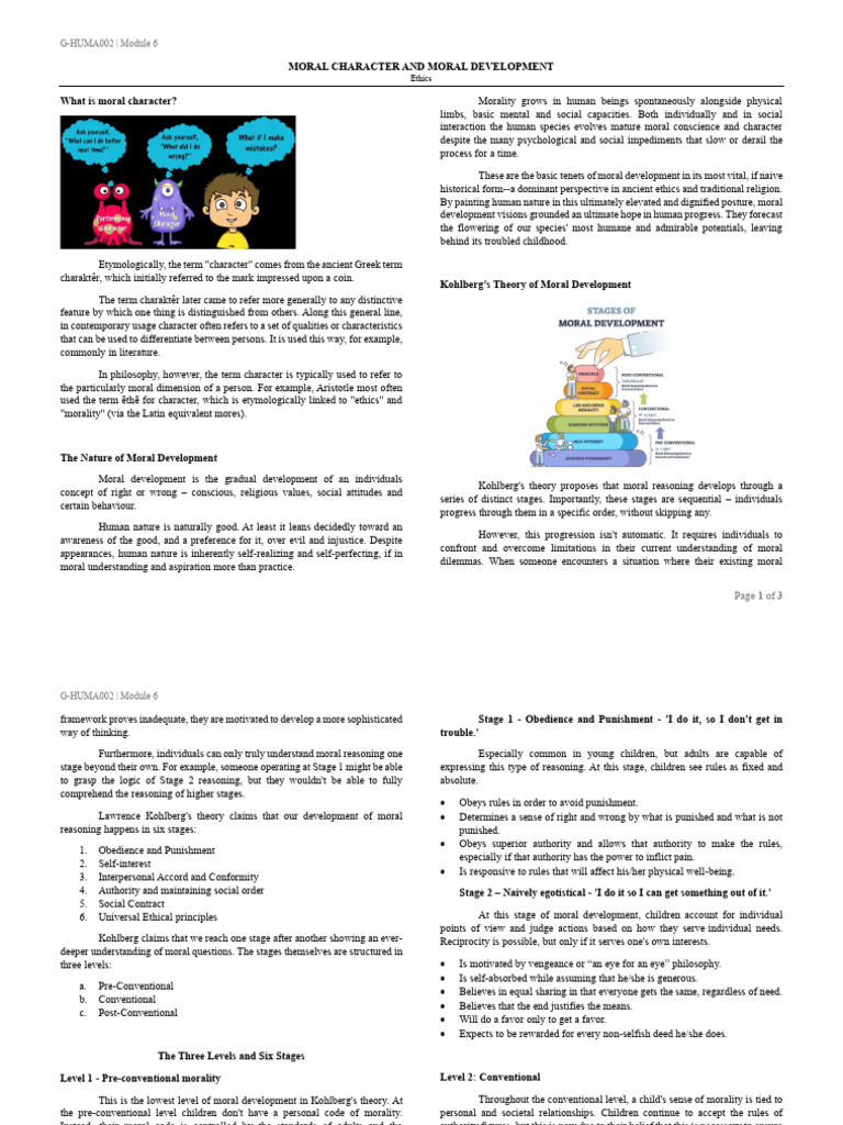 6 MORAL CHARACTER AND MORAL DEVELOPMENT | PDF | Morality | Social ...