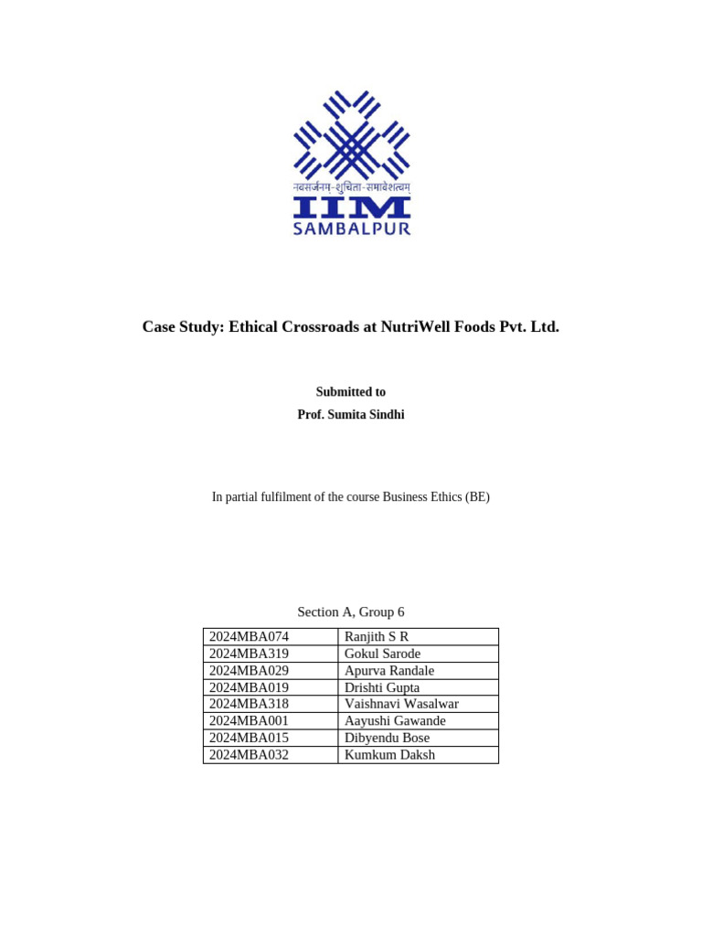 Ethical Dilemma in NutriWell Foods Case | PDF | Sugar Substitute