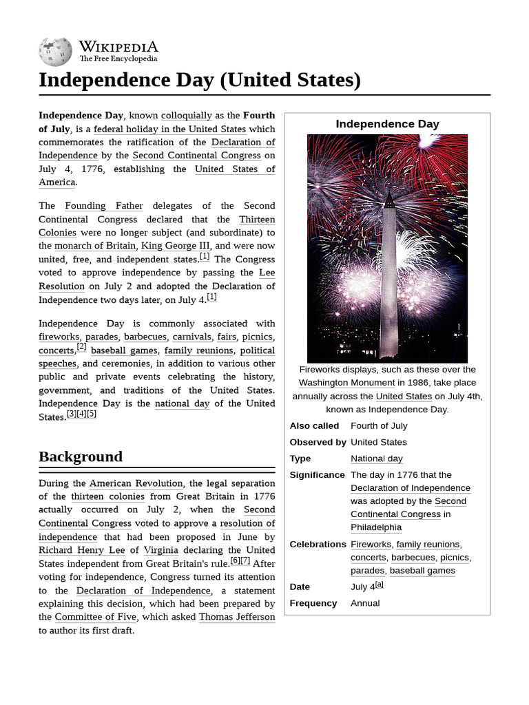 Independence Day: History & Celebrations | PDF | Independence Day ...