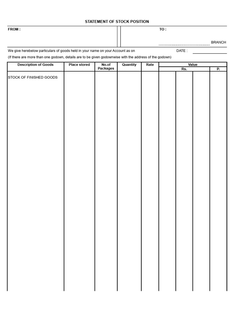 Union Bank Stock Statement Format | PDF