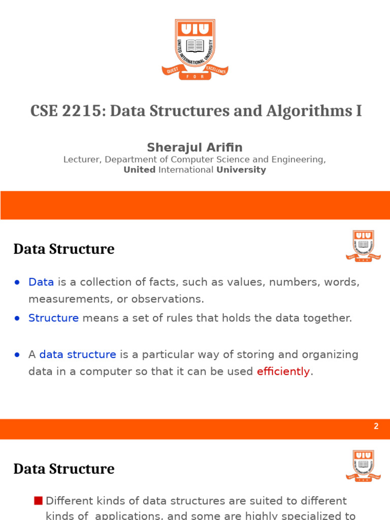 DSA I Week 2 Lecture 1 | PDF | Data Structure | Data