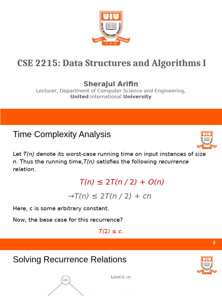 DSA I Week 3 Lecture 1 | PDF | Computational Science | Mathematical Logic