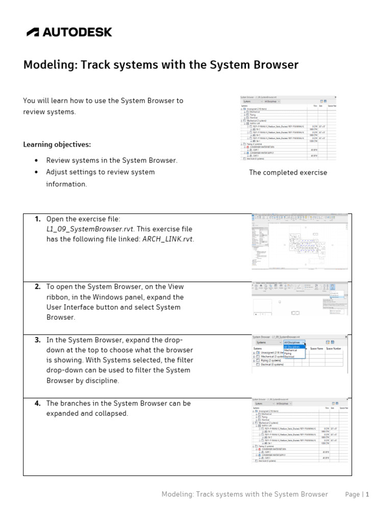 Revit-Mechanical-Cert-Prep L1 09 SystemBrowser v01 | PDF