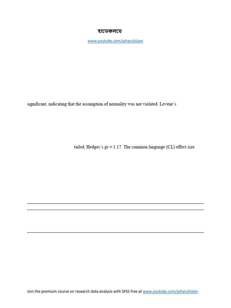 Reporting Independent Samples T-Test in APA | PDF