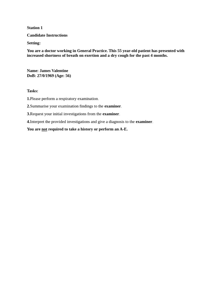 OSCE Stations Practice | PDF | Diseases And Disorders | Medicine