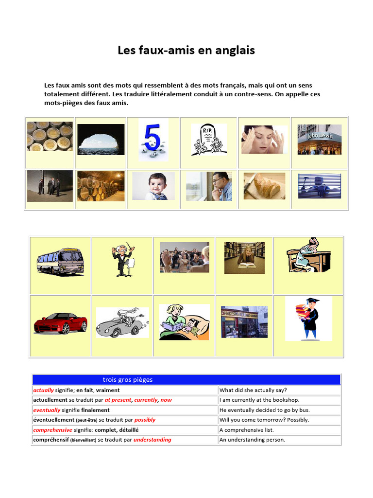 Faux Amis en Anglais : Guide Complet | PDF
